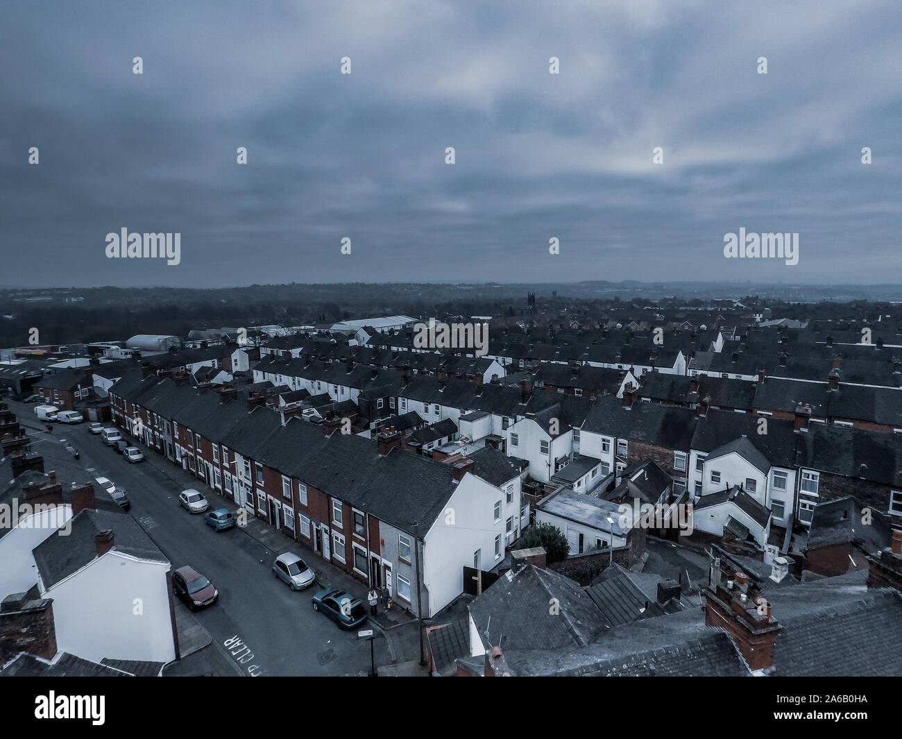 Aerial view of the poverty stricken area of Tunstall and Chell Heath in ...