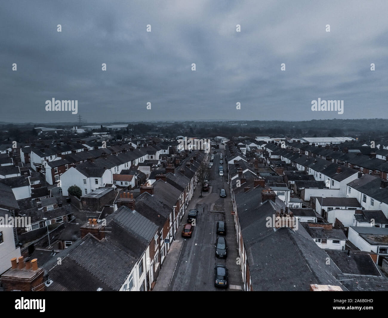 Aerial view of the poverty stricken area of Tunstall and Chell Heath in ...