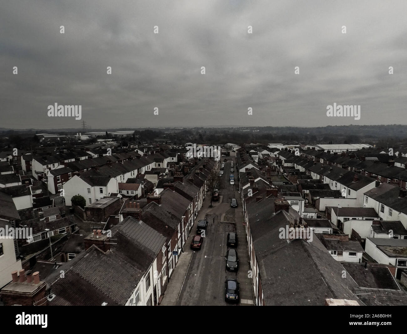 Aerial view of the poverty stricken area of Tunstall and Chell Heath in ...