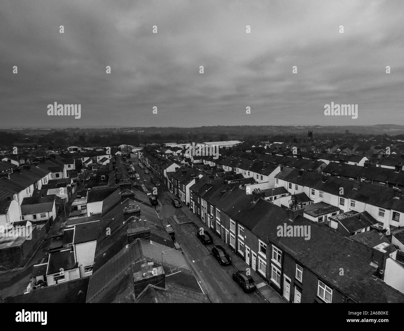 Aerial view of the poverty stricken area of Tunstall and Chell Heath in ...