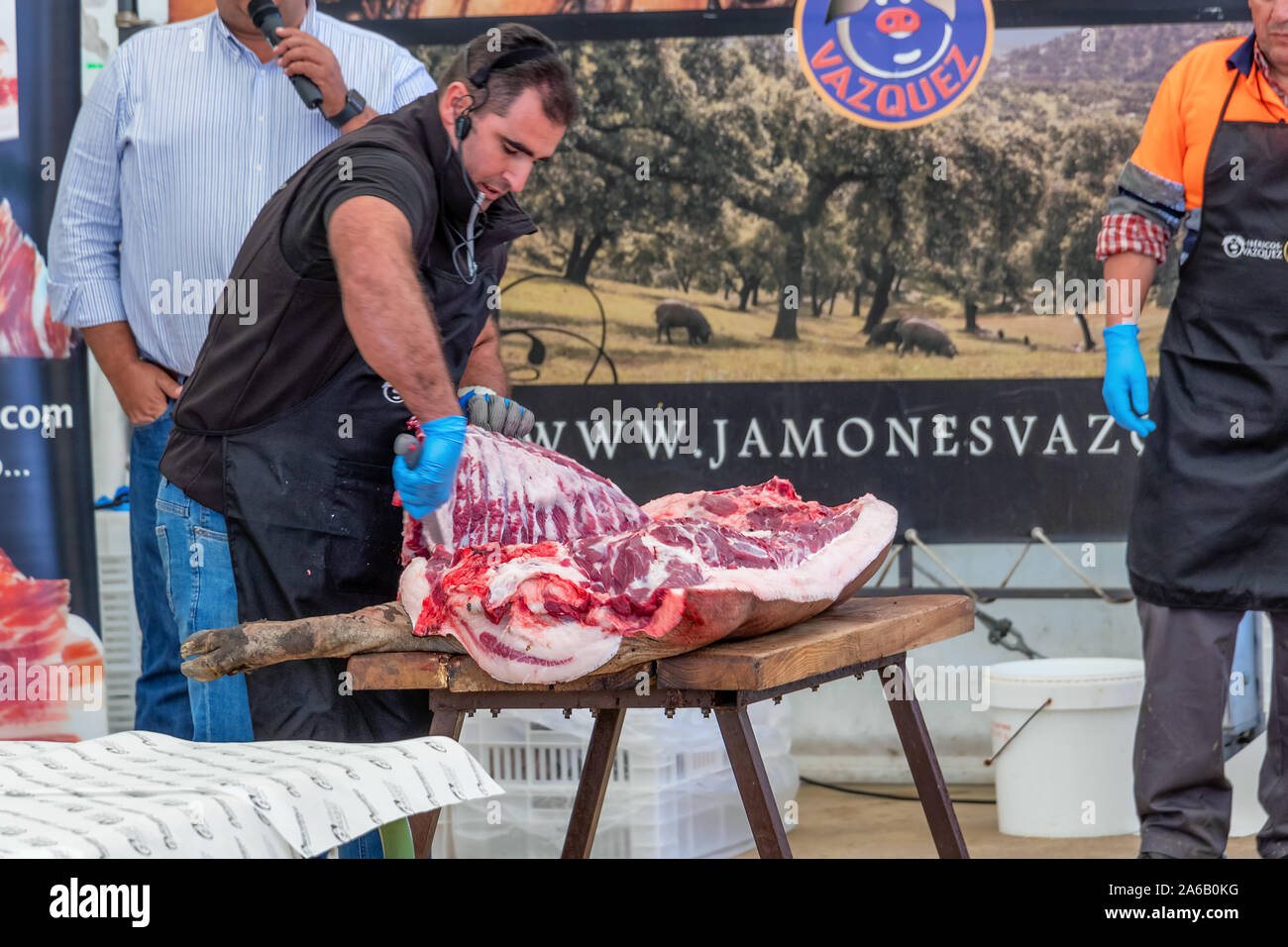 Aracena, Huelva, Spain - October 20, 2019: Butcher in Slaughtering ...