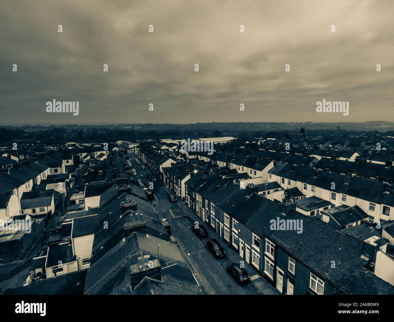 Aerial view of the poverty stricken area of Tunstall and Chell Heath in ...