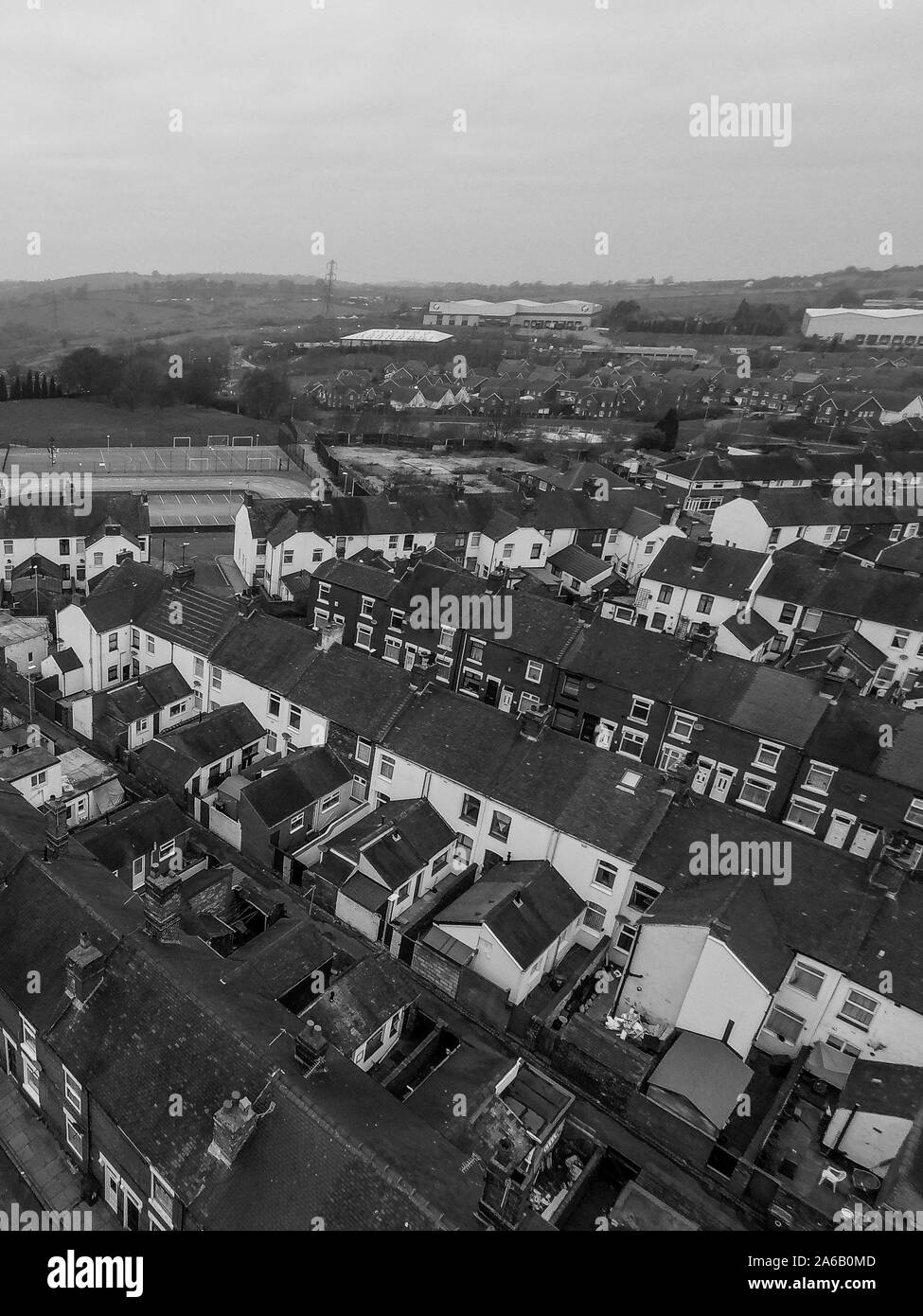 Aerial view of the poverty stricken area of Tunstall and Chell Heath in ...