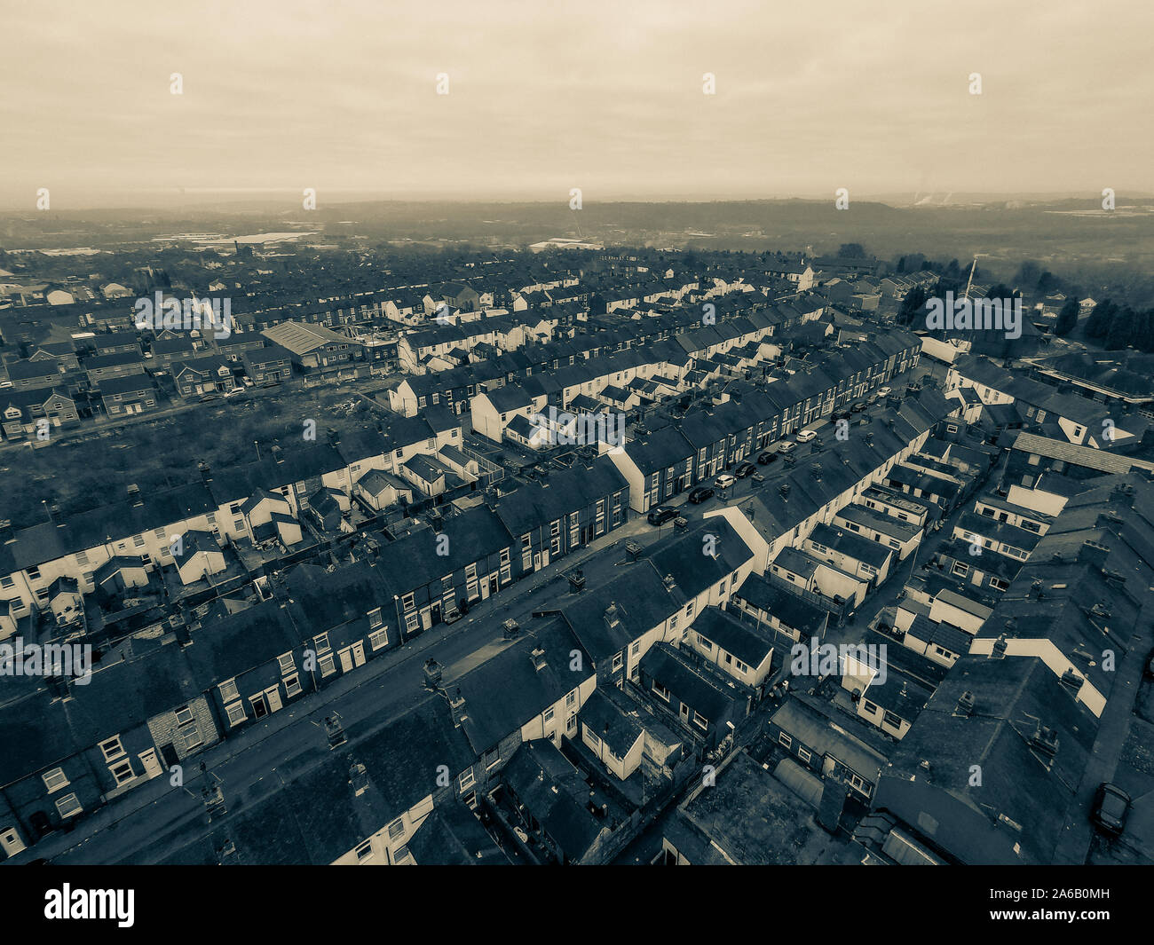Aerial view of the poverty stricken area of Tunstall and Chell Heath in ...