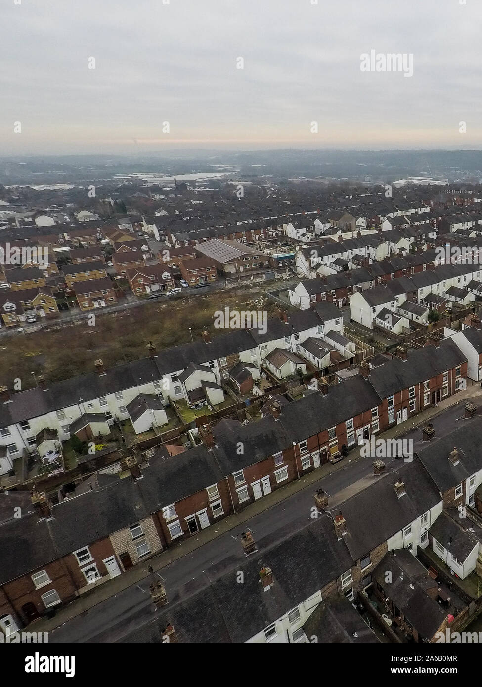 Aerial view of the poverty stricken area of Tunstall and Chell Heath in ...