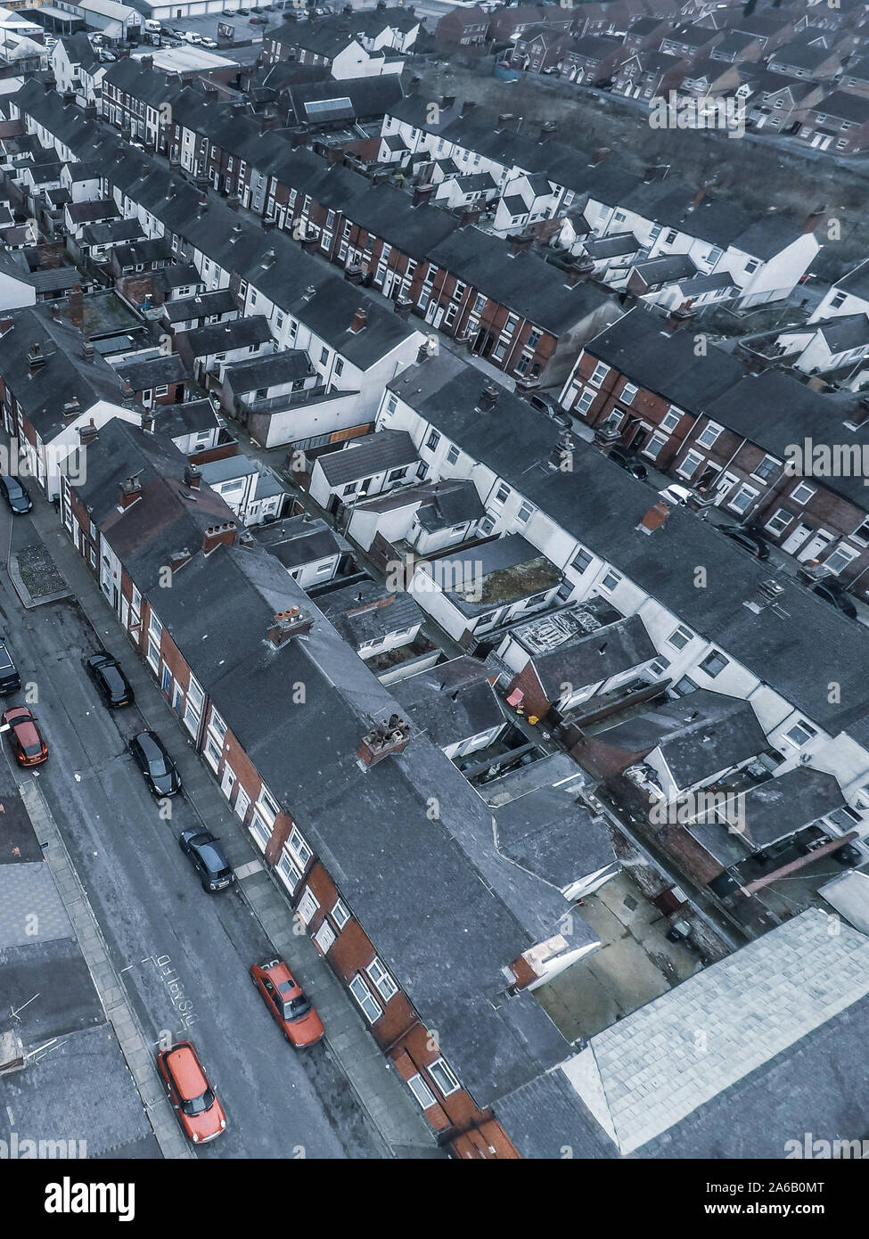 Aerial view of the poverty stricken area of Tunstall and Chell Heath in ...