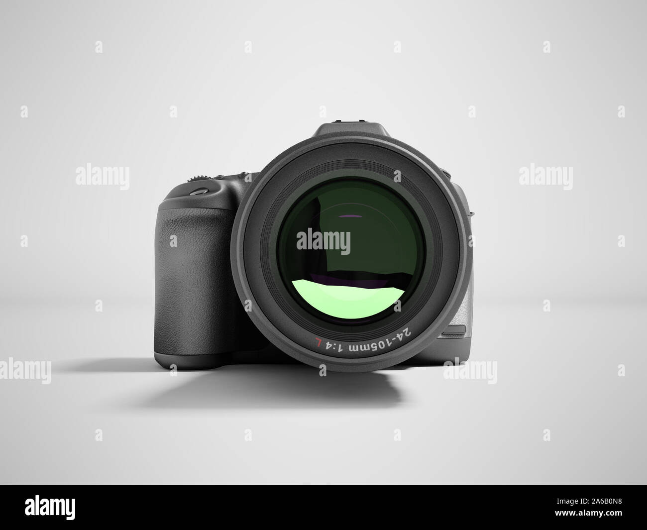 New professional zoom camera front view 3d render on gray background ...