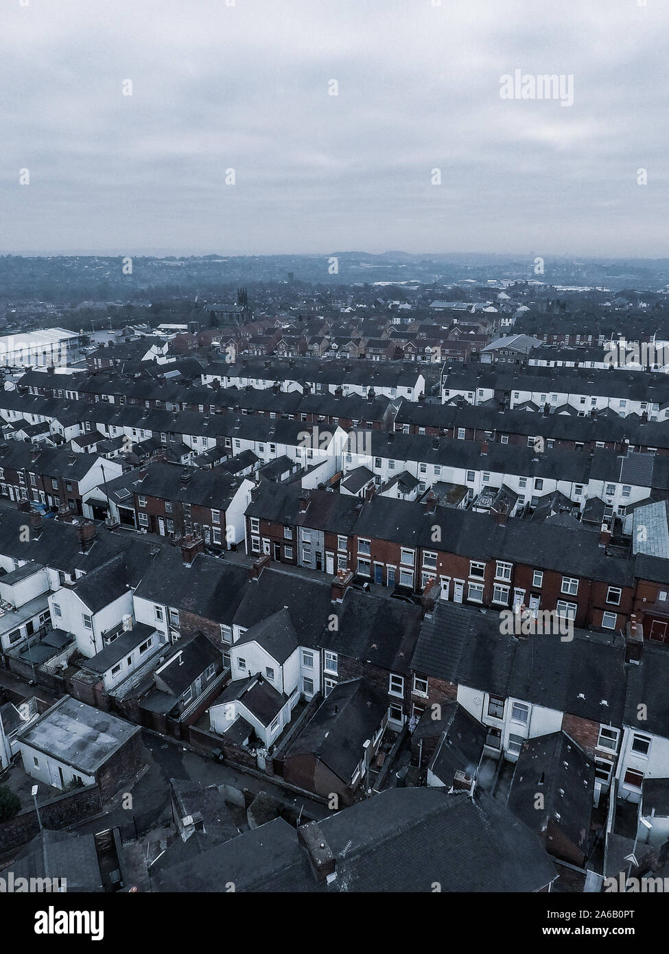Aerial view of the poverty stricken area of Tunstall and Chell Heath in ...