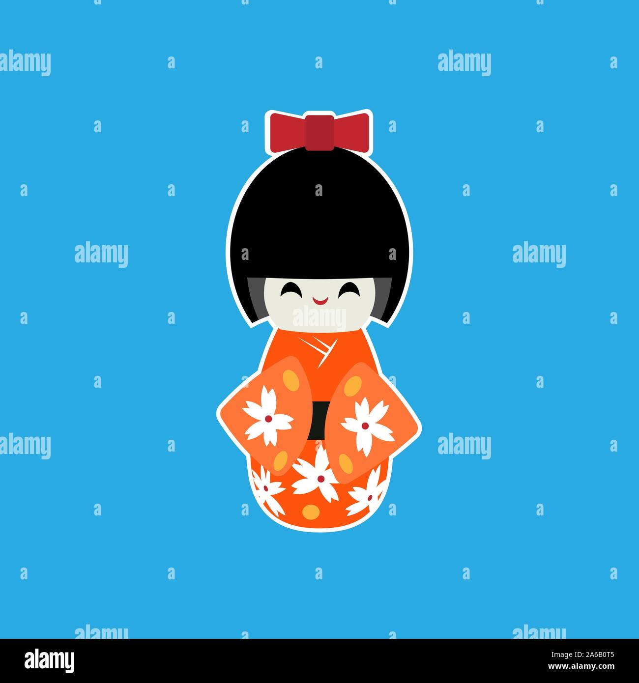Beautiful traditional kokeshi doll from japan, vector art Stock Vector ...