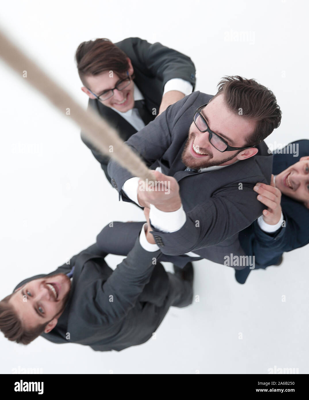 top view .business team helps the boss to climb up Stock Photo - Alamy