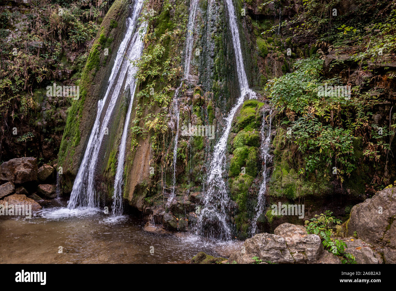 The Varvara Waterfalls near Olympiada, Chalkidiki, Greece Stock Photo ...