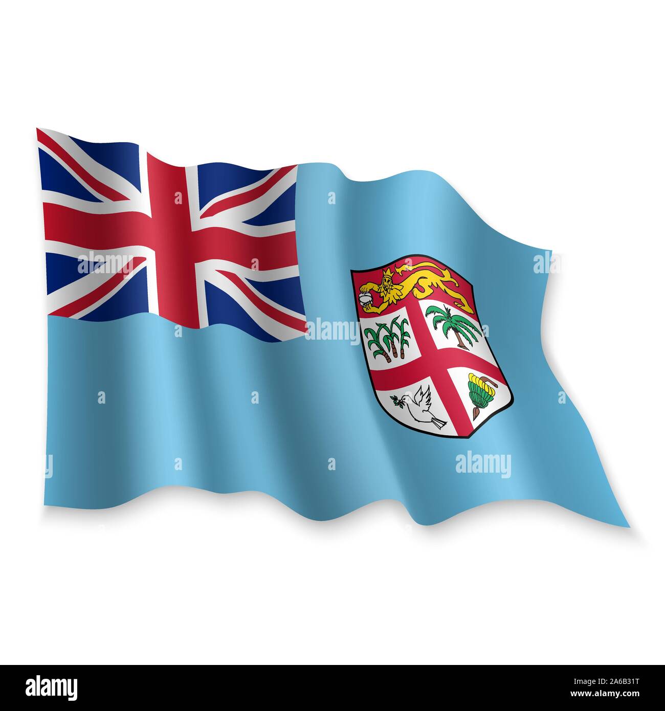 3D Realistic waving Flag of Fiji on white background Stock Vector Image & Art - Alamy