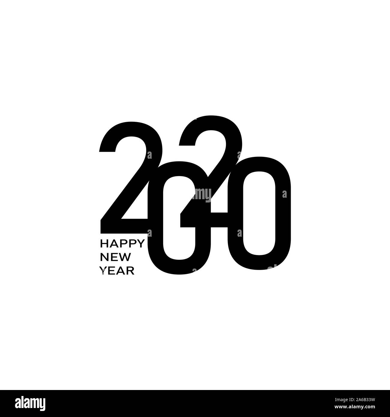 Happy New Year 2020 Text Design logo, Vector illustration Stock Vector ...