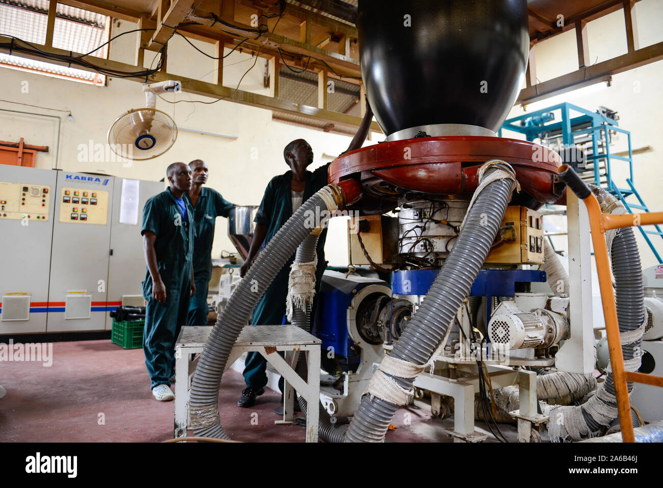 RUANDA, Kigali, plastic recycling industry at company Ecoplastics ...