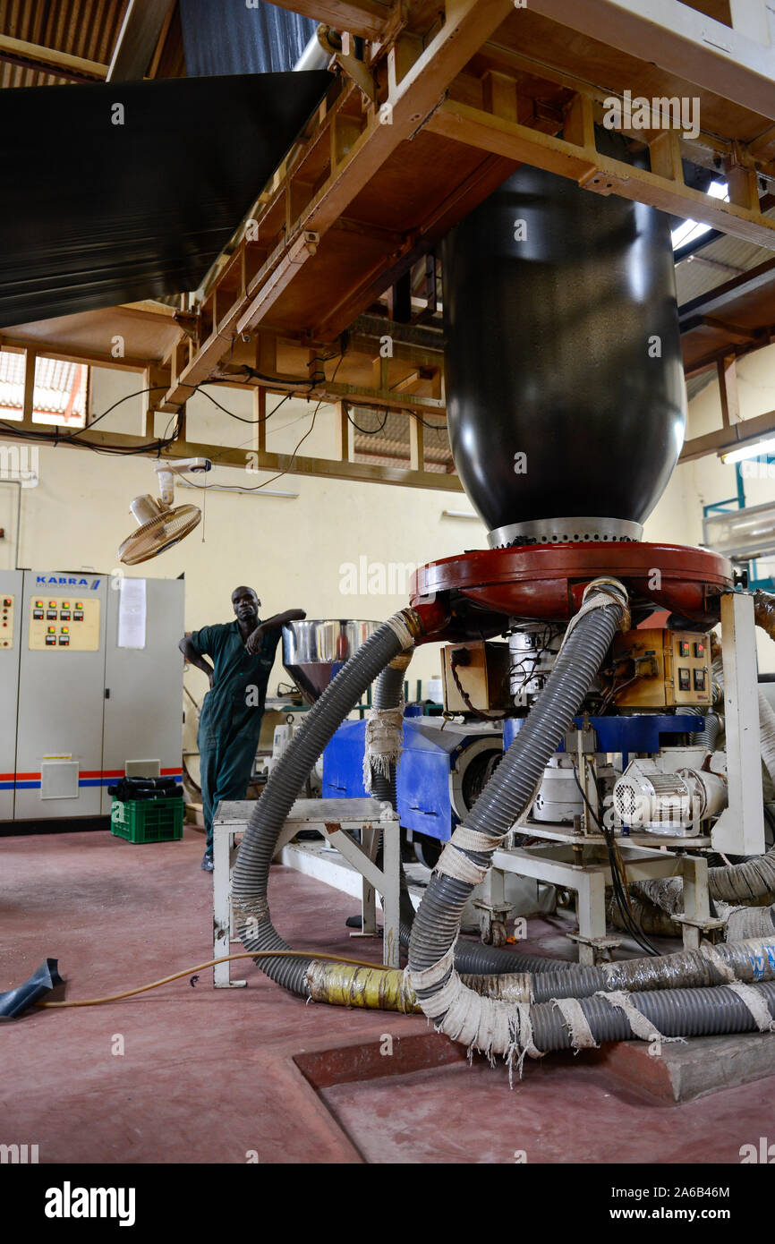 RUANDA, Kigali, plastic recycling industry at company Ecoplastics ...