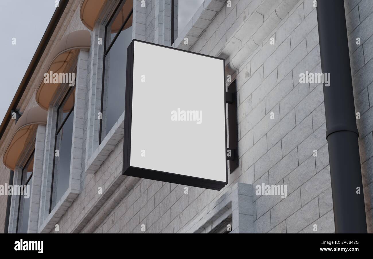 Blank, outdoor signage, signboard mockup, sign mounted on the building ...