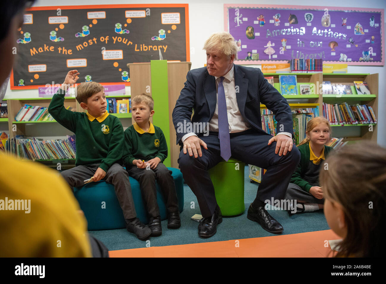 Prime Minister Boris Johnson during a visit to Middleton Primary School ...