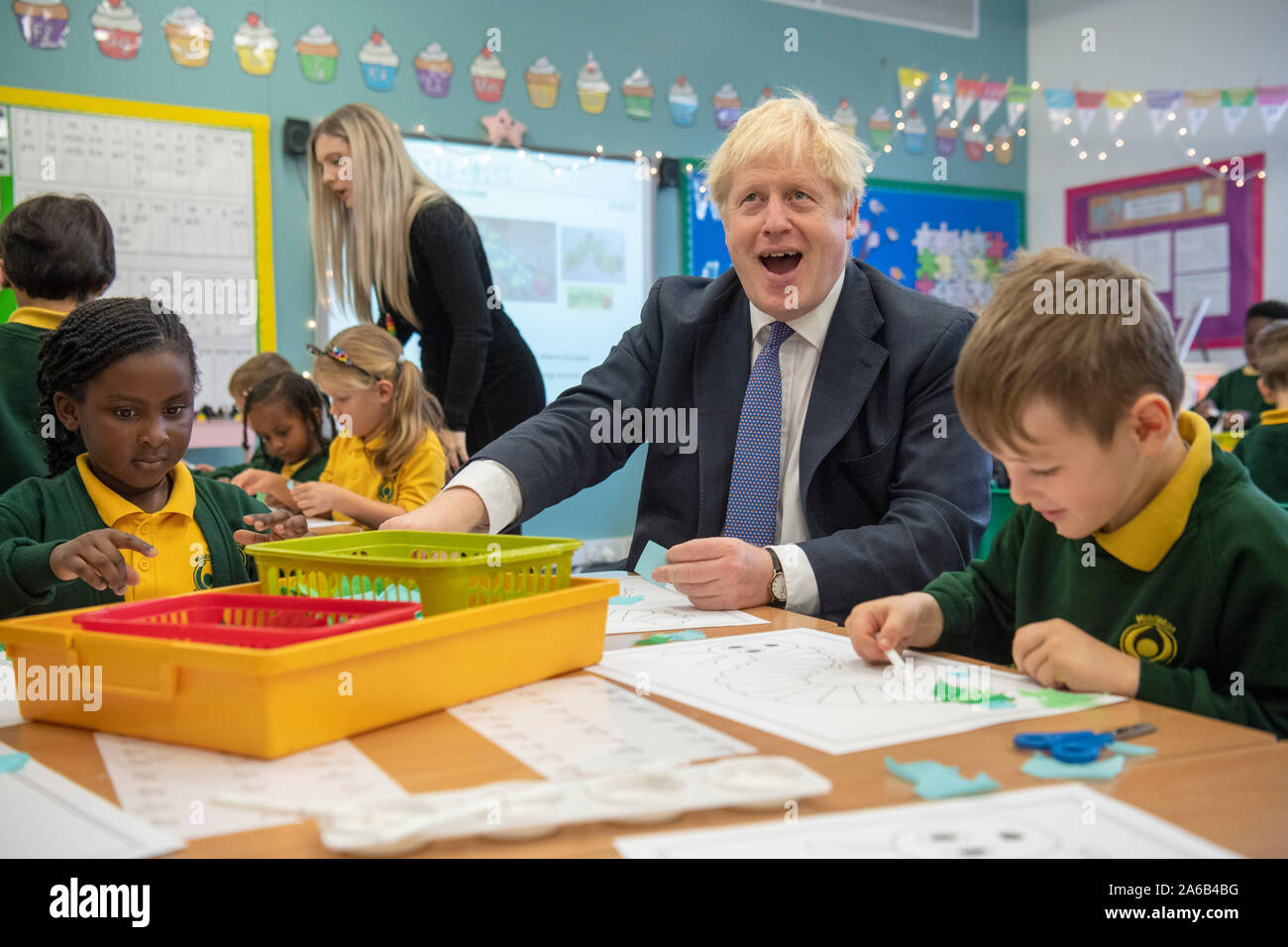 Prime Minister Boris Johnson during a visit to Middleton Primary School ...