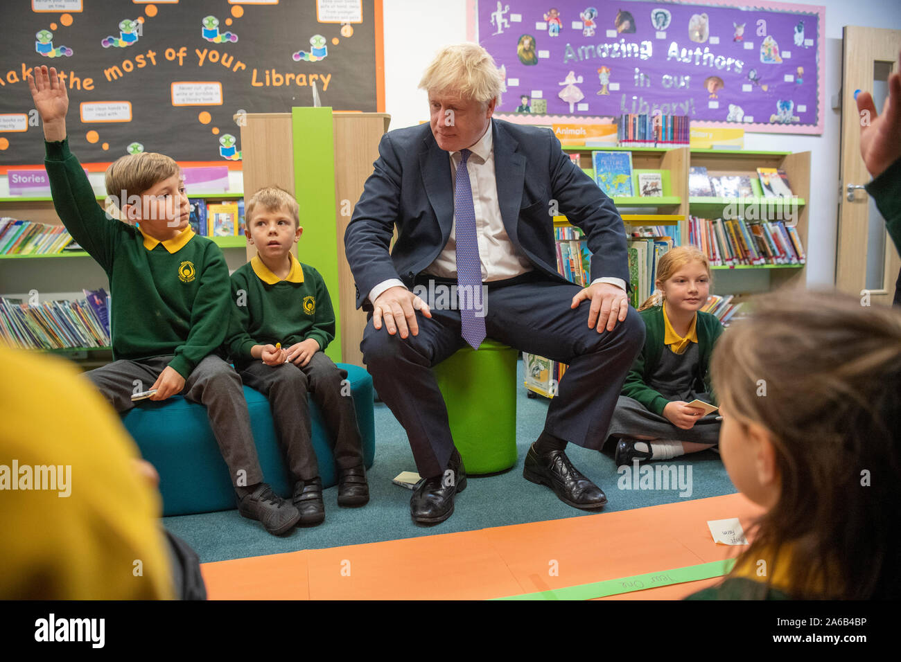 Prime Minister Boris Johnson during a visit to Middleton Primary School ...