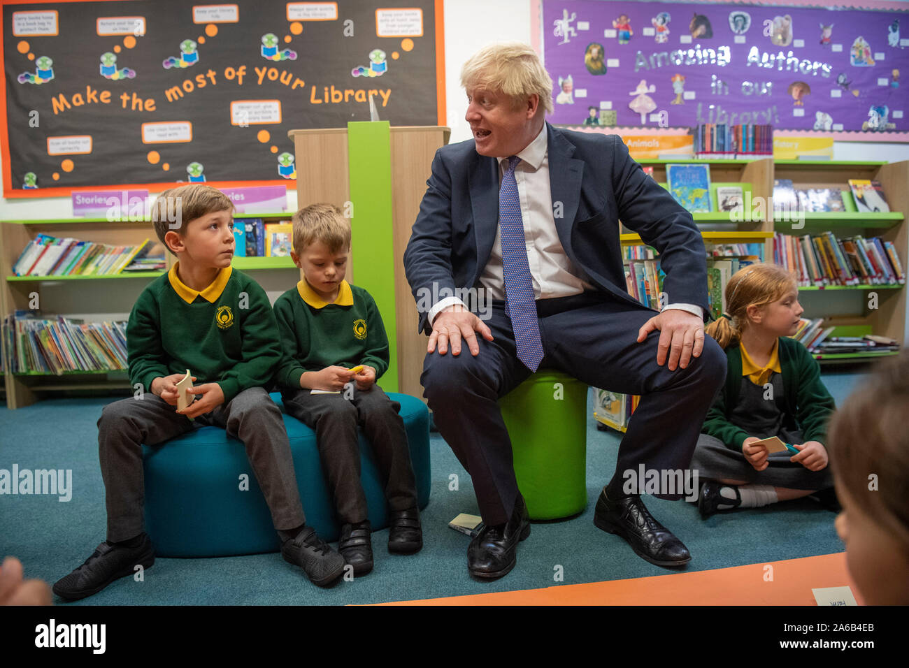 Prime Minister Boris Johnson during a visit to Middleton Primary School ...