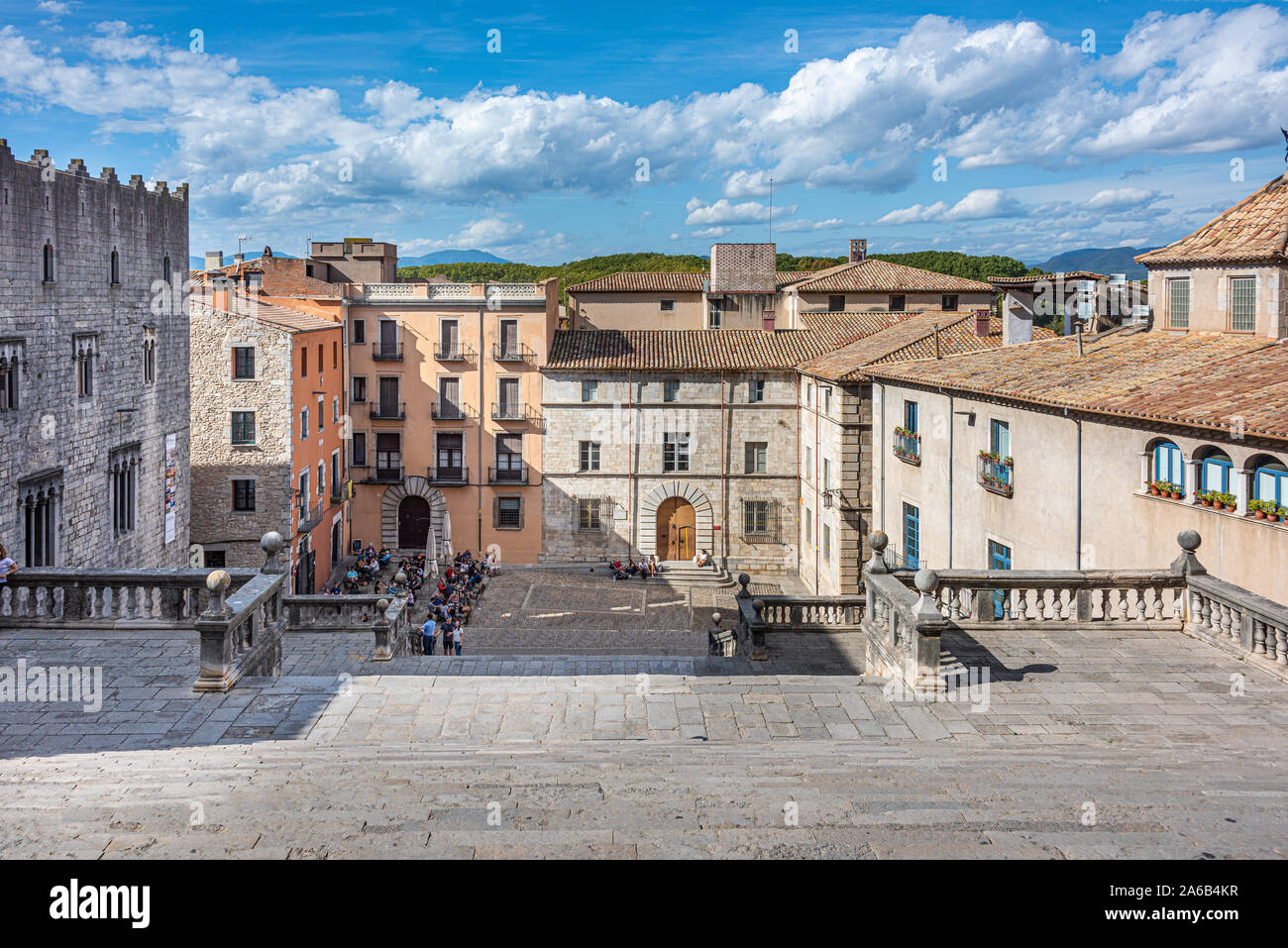 Girona Cathedral Steps, Spain Stock Photo - Alamy
