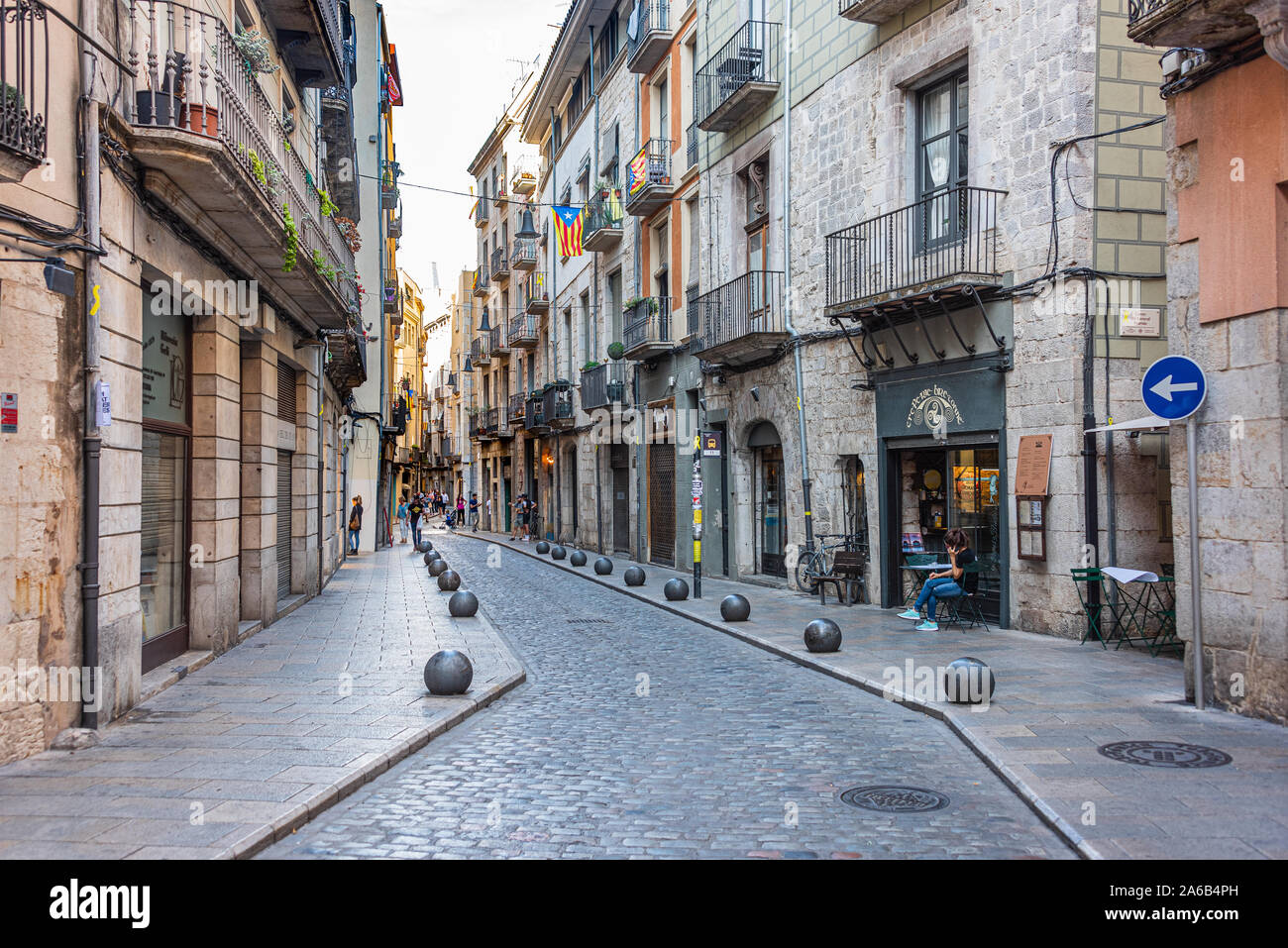 Street Scene, Girona Spain Stock Photo - Alamy