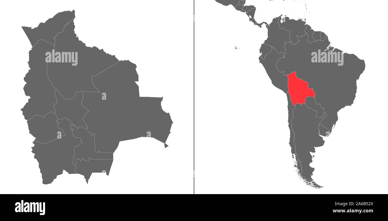 Map of Bolivia with location on american map Stock Vector Image & Art ...