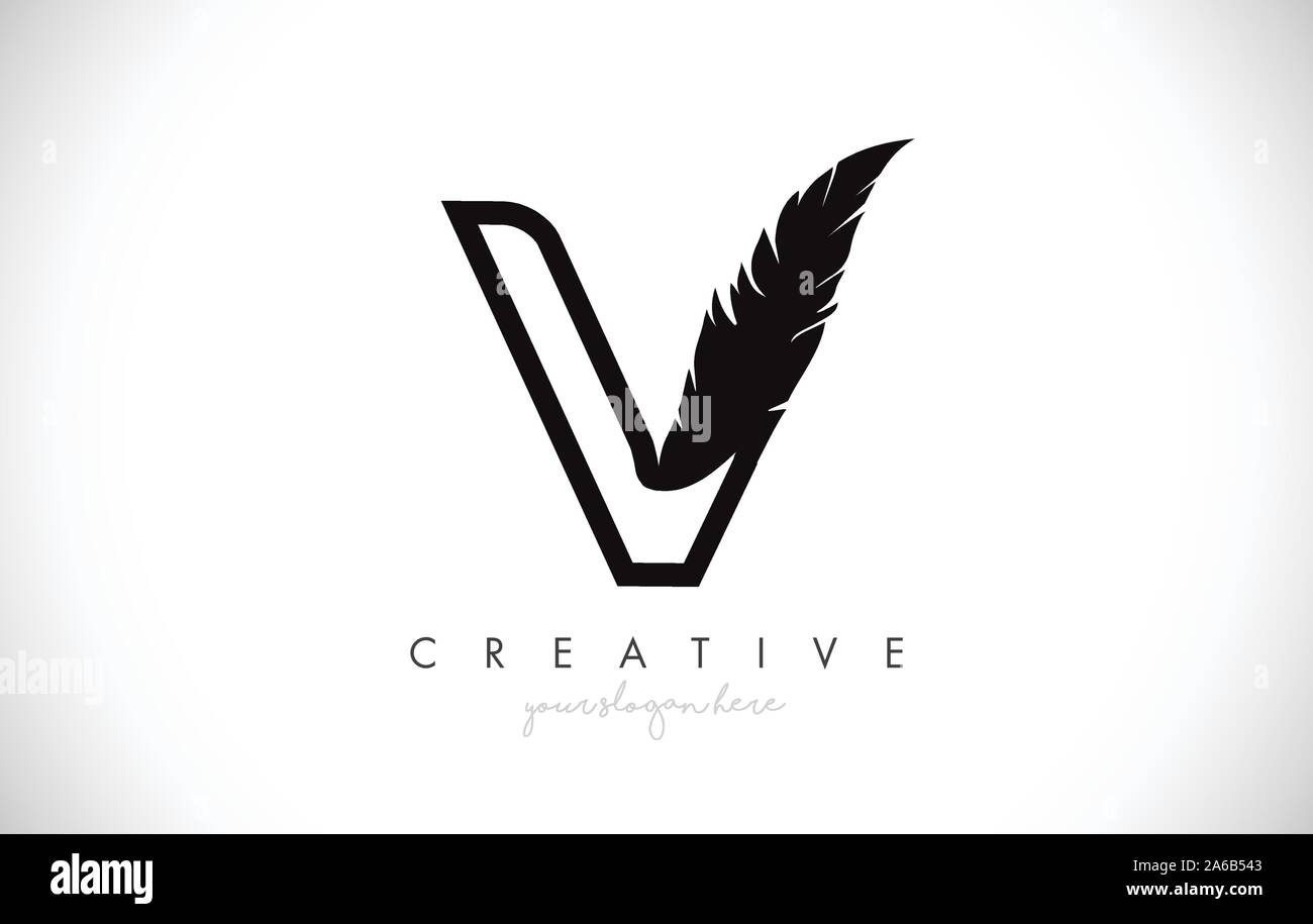V Feather Letter Logo Icon Design With Feather Feather Creative Look ...