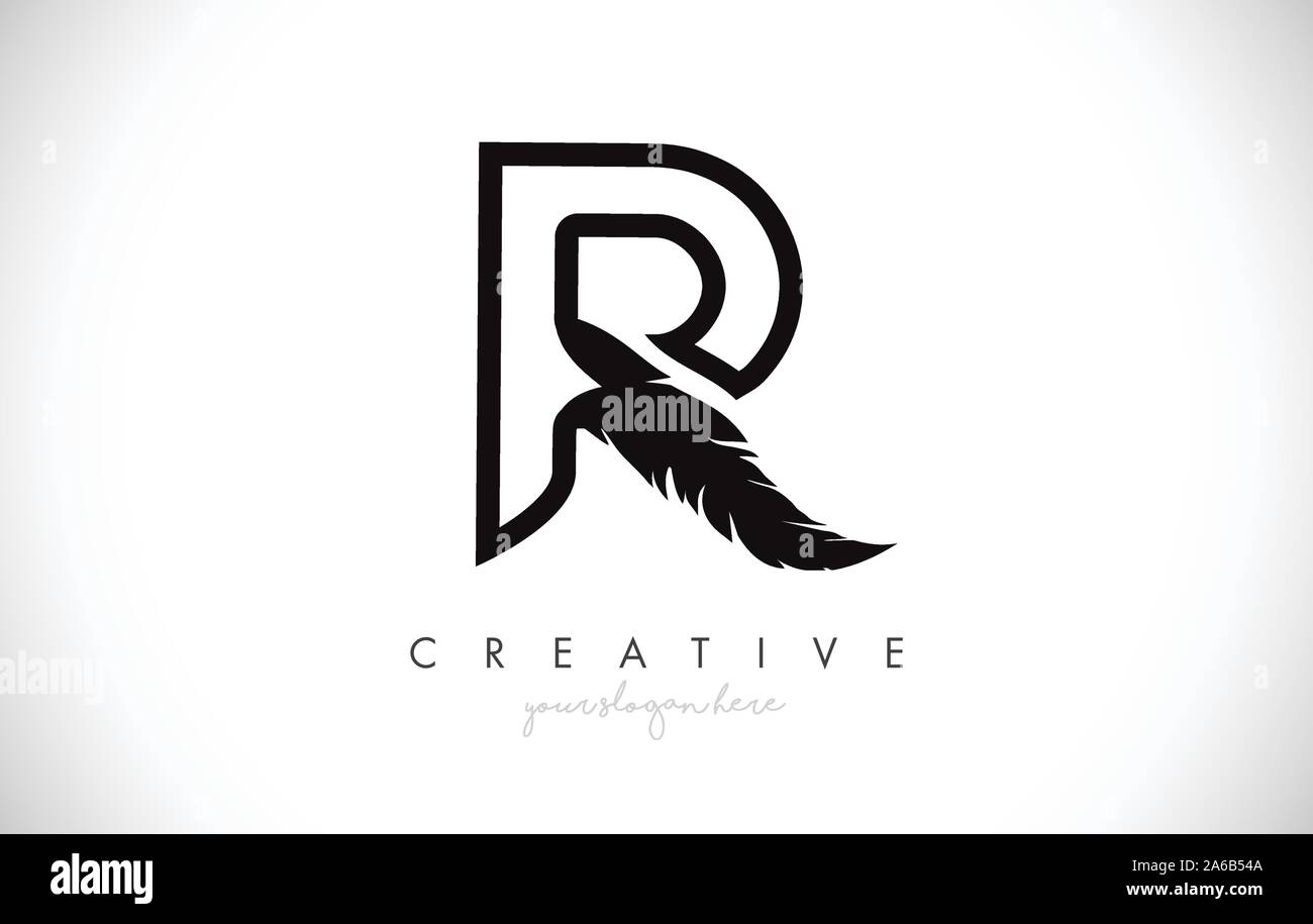 R Feather Letter Logo Icon Design With Feather Feather Creative Look ...