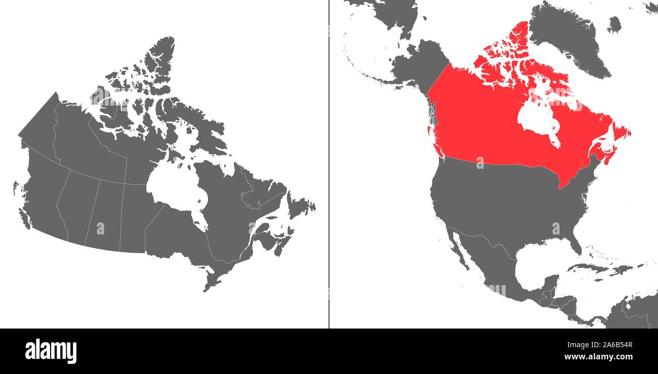 Map of Canada with location on american map Stock Vector Image & Art ...
