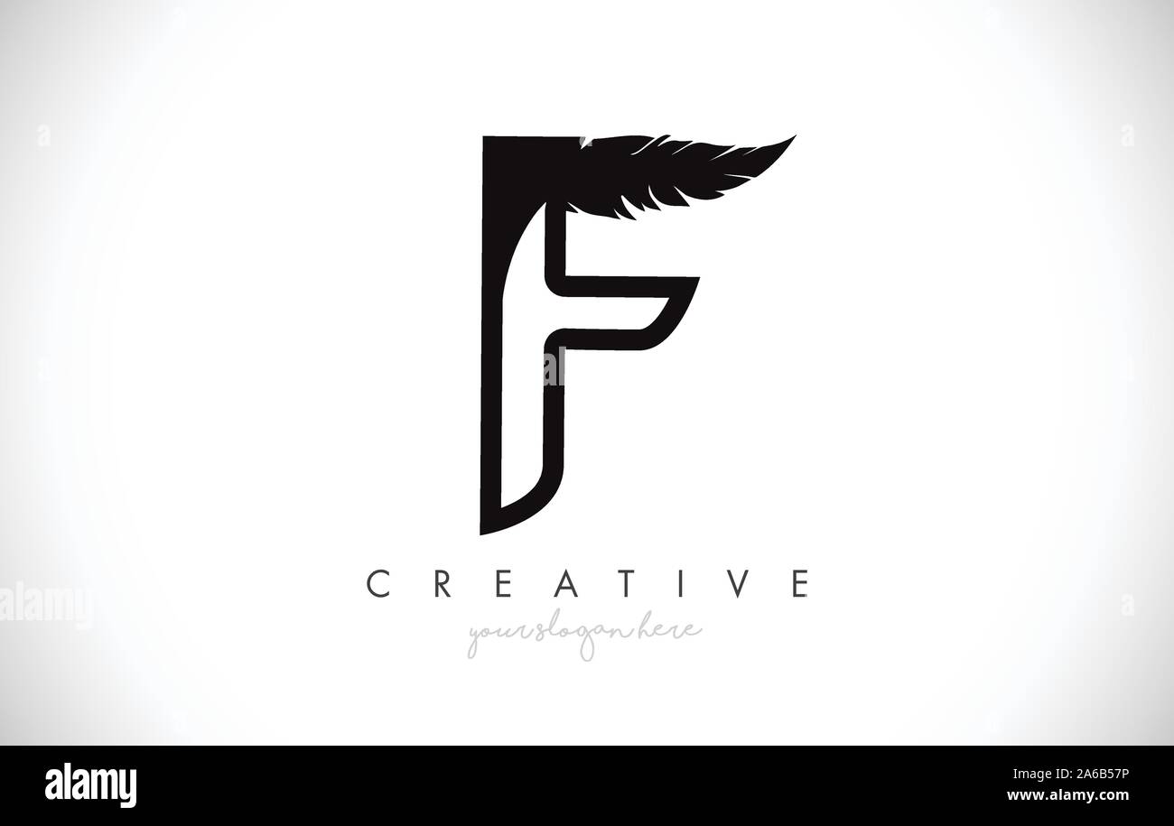 F Feather Letter Logo Icon Design With Feather Feather Creative Look ...