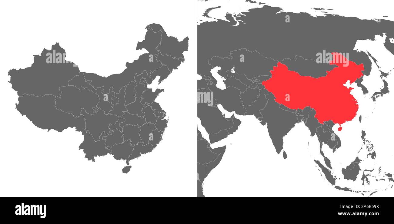Map of China with location on asian map Stock Vector Image & Art - Alamy