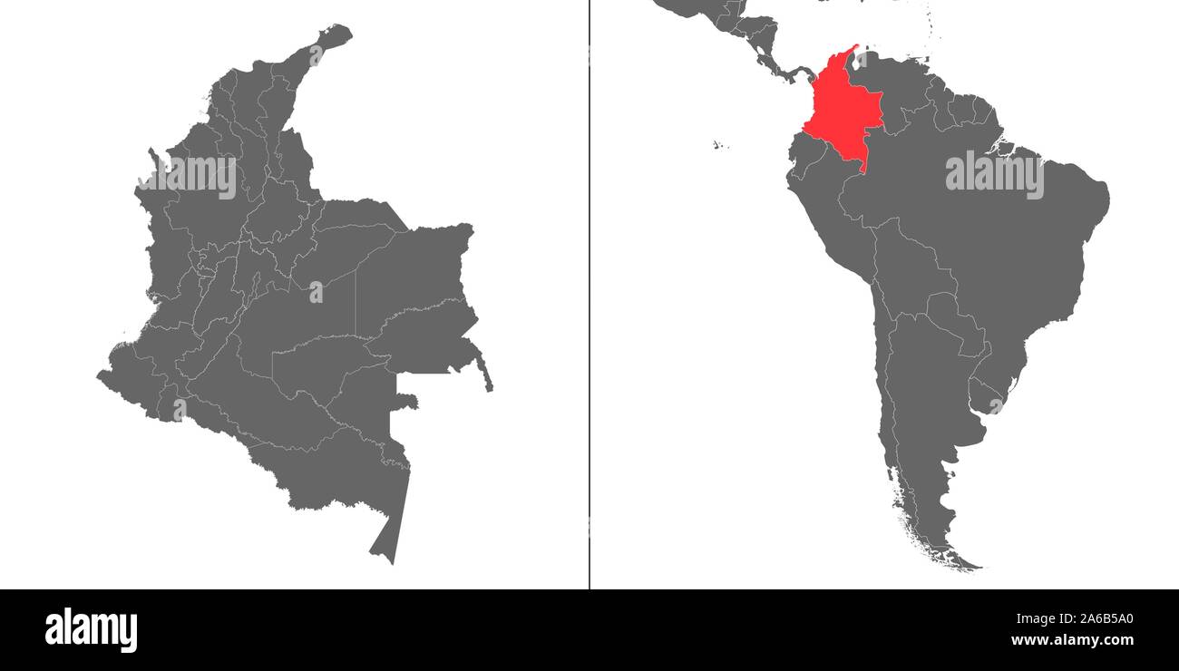 Map of Colombia with location on american map Stock Vector Image & Art ...
