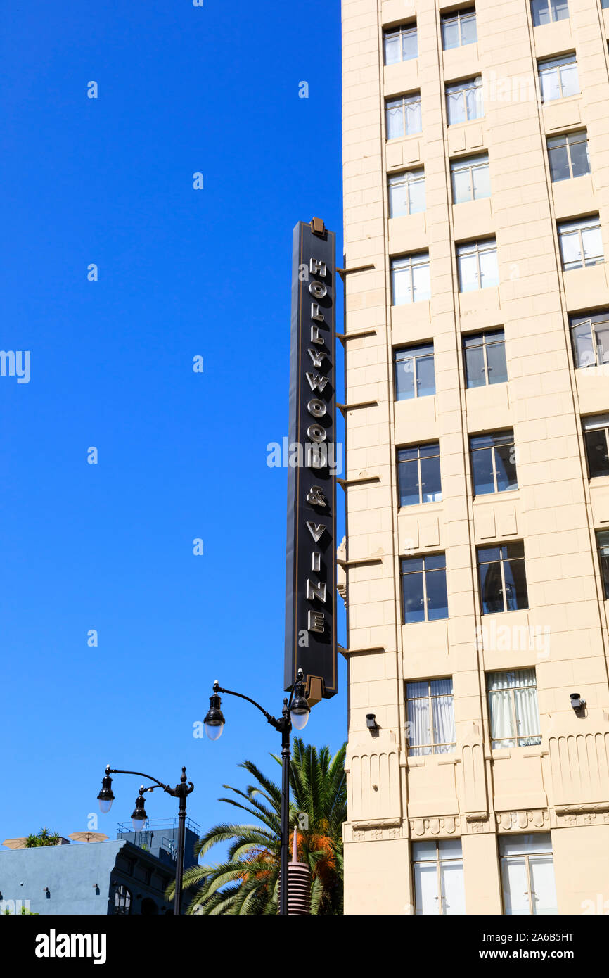 Hollywood and Vine sign on the corner of the Equitable of Hollywood ...