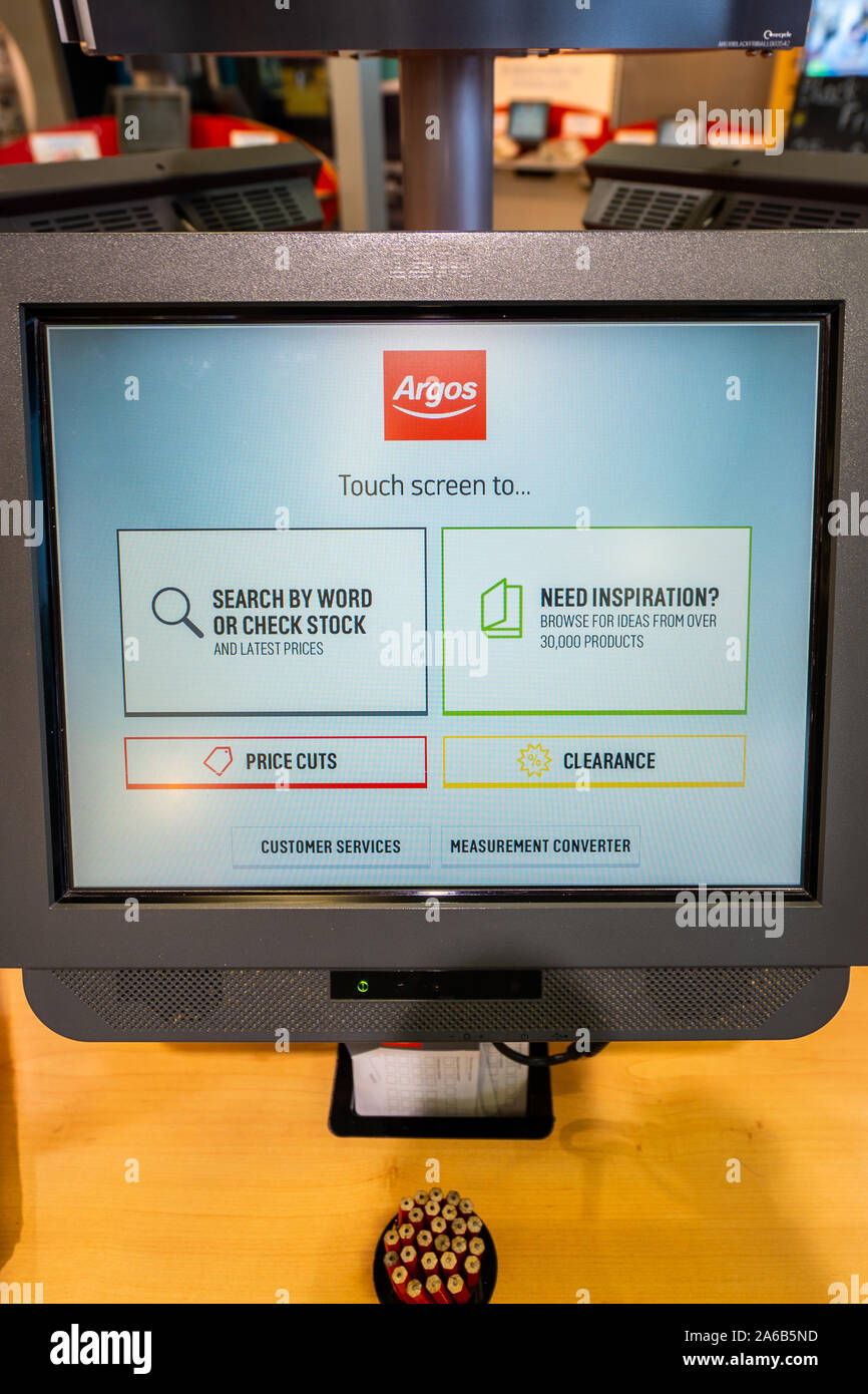 The Argos computer terminal in the local store, shop, for browsing and ...