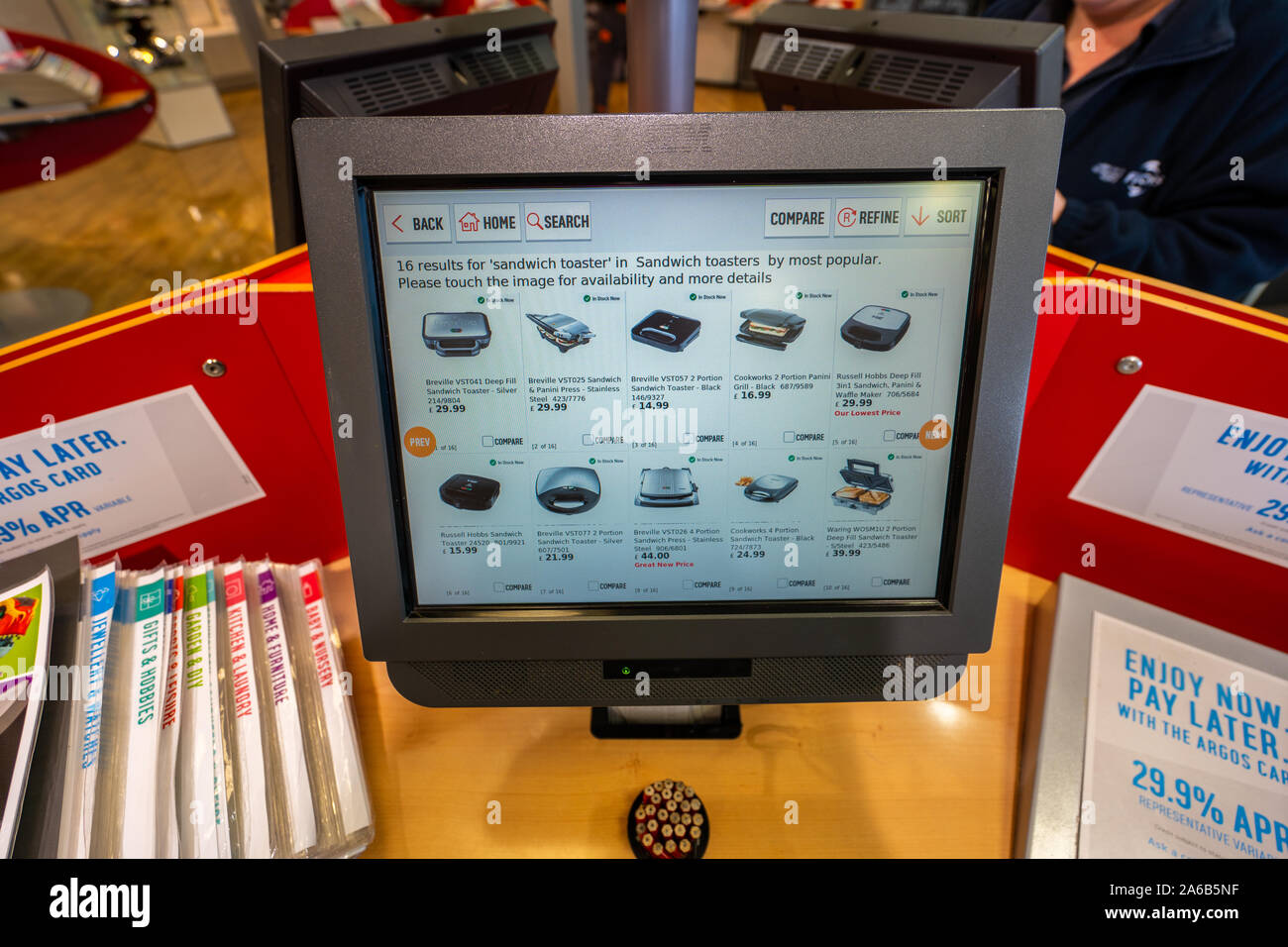 The Argos computer terminal in the local store, shop, for browsing and ...