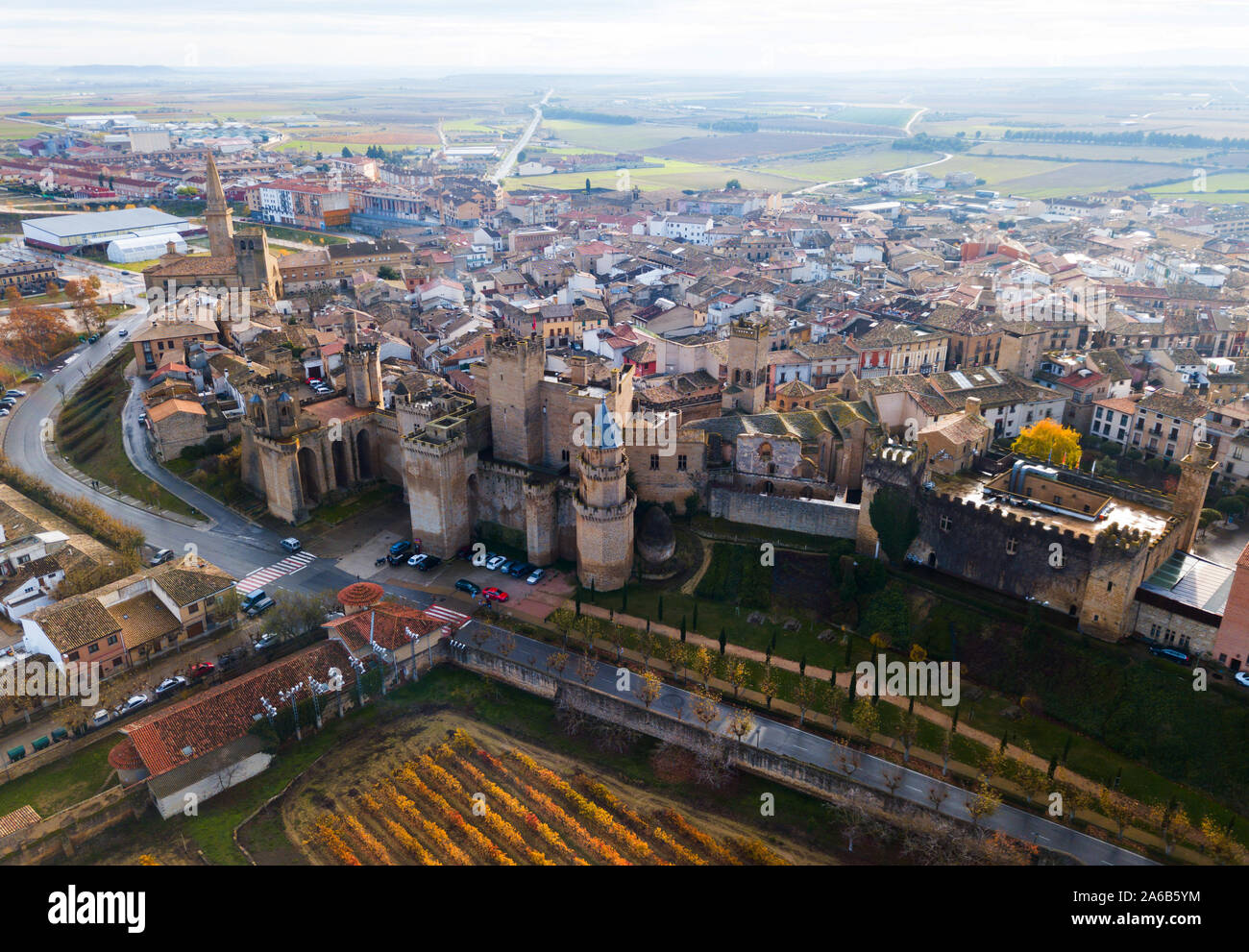 Towers of castle Palacio Real de Olite. Spain Stock Photo - Alamy