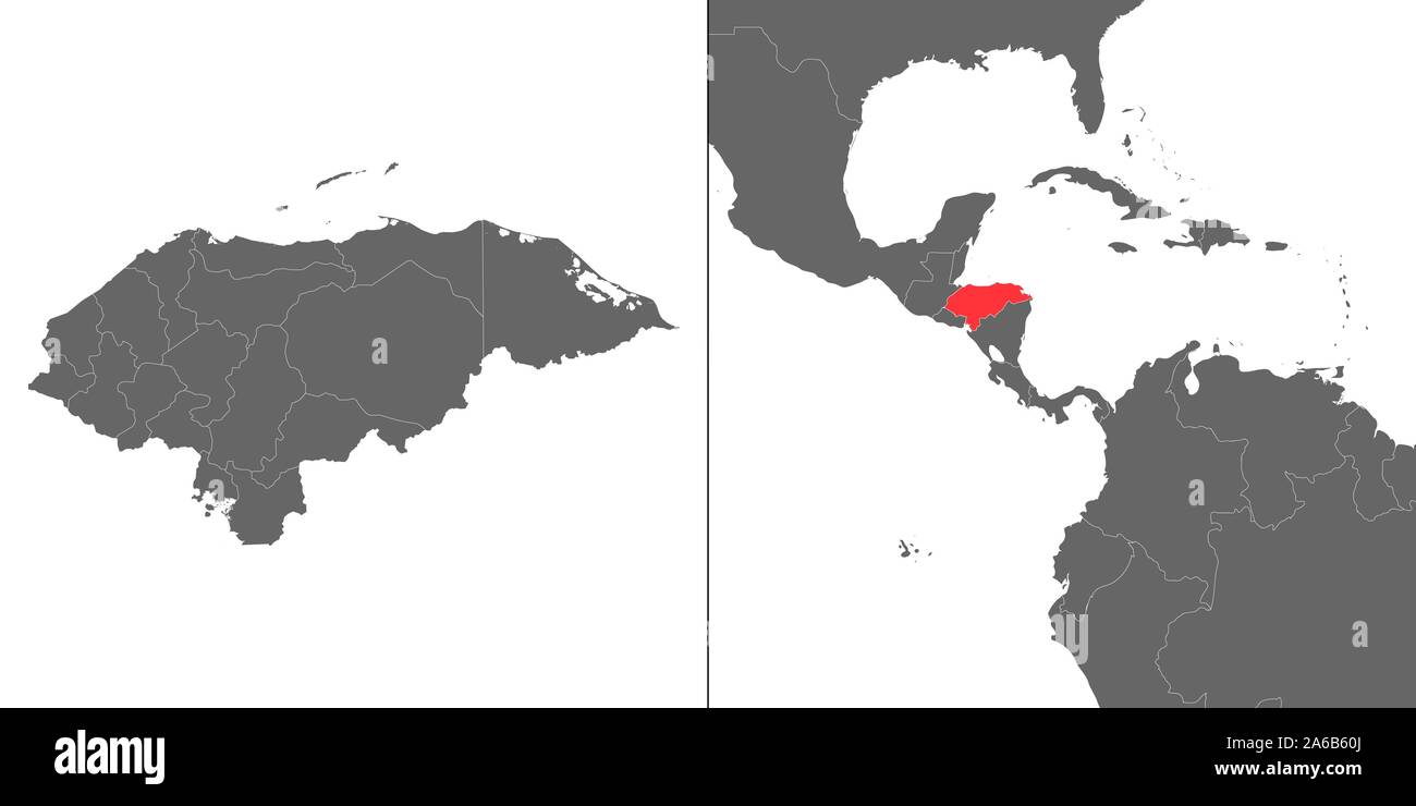 Map of Honduras with location on american map Stock Vector Image & Art ...