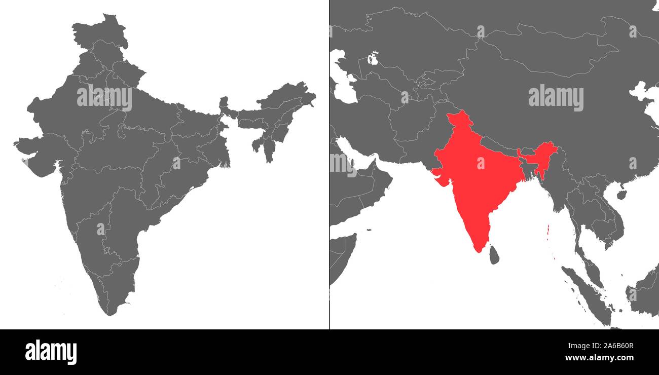 Map of India with location on asian map Stock Vector Image & Art - Alamy