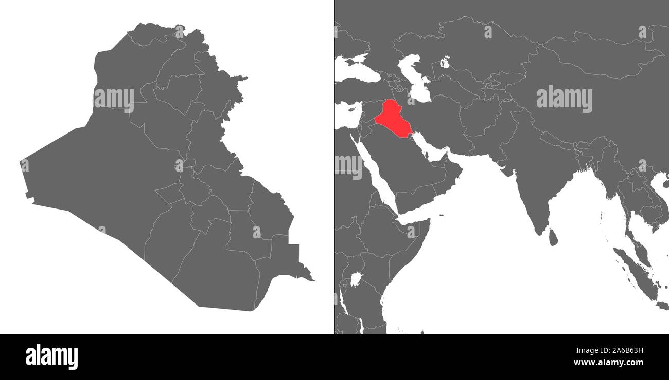 Map of Iraq with location on asian map Stock Vector Image & Art - Alamy