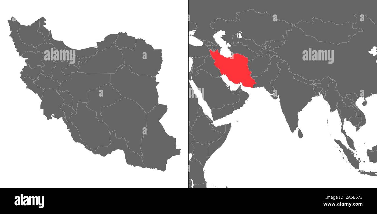 Map of Iran with location on asian map Stock Vector Image & Art - Alamy