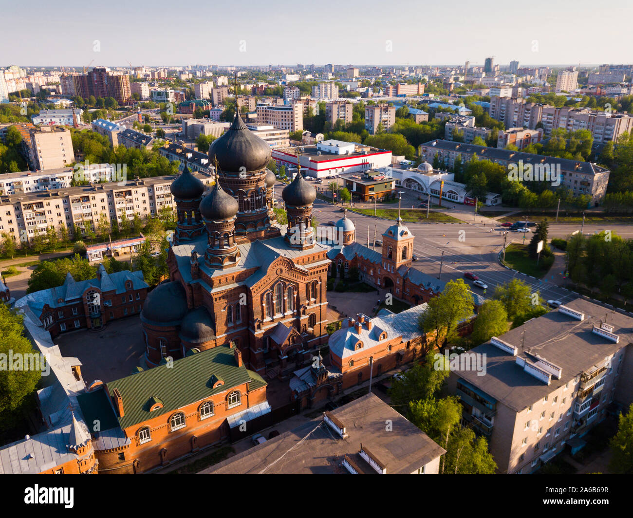 Vvedenskaya church of city Ivanovo from helicopter. Russia Stock Photo ...