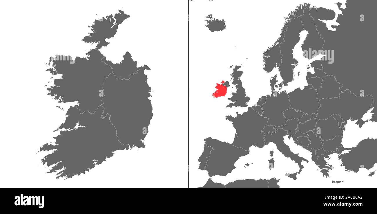 Map of Ireland with location on european map Stock Vector Image & Art ...