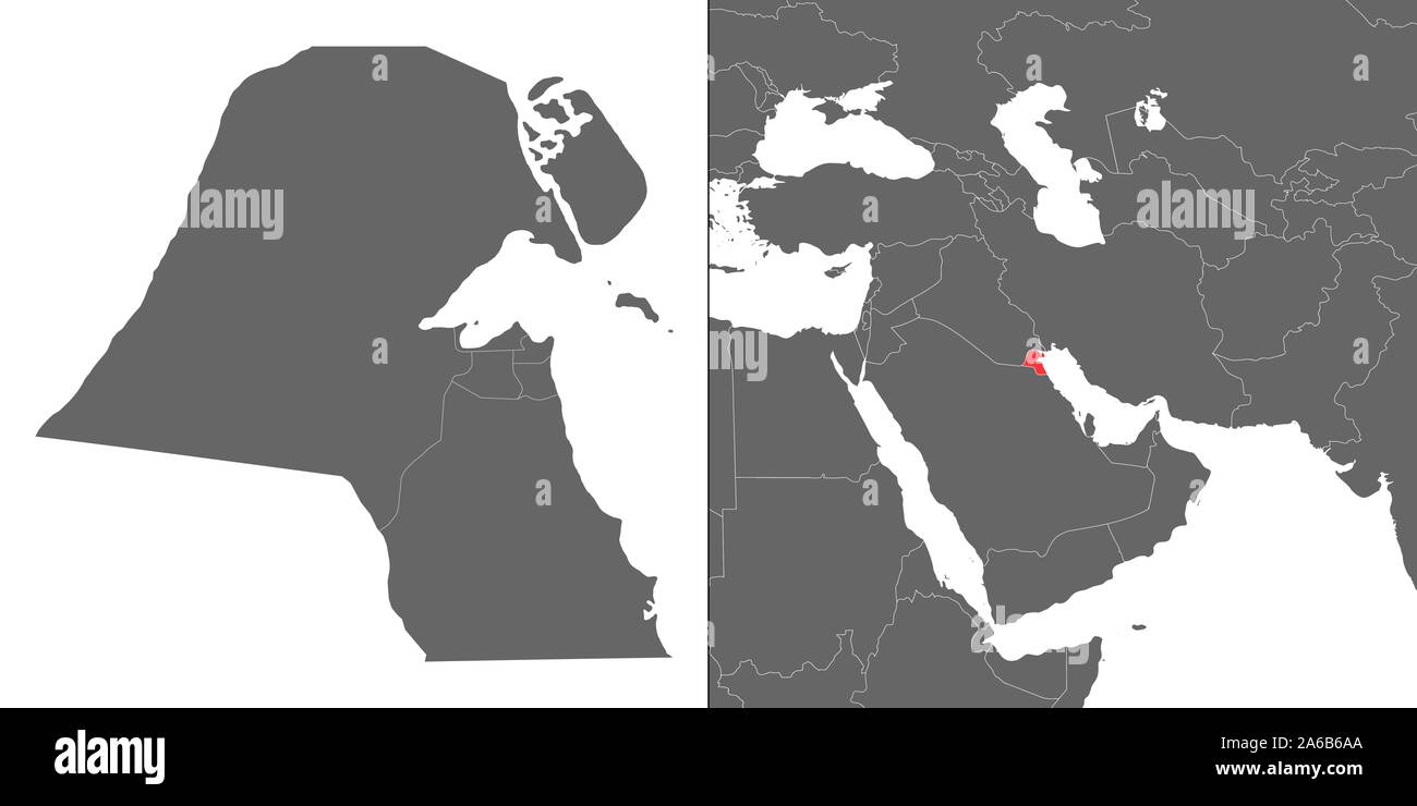 Map of Kuwait with location on asian map Stock Vector Image & Art - Alamy