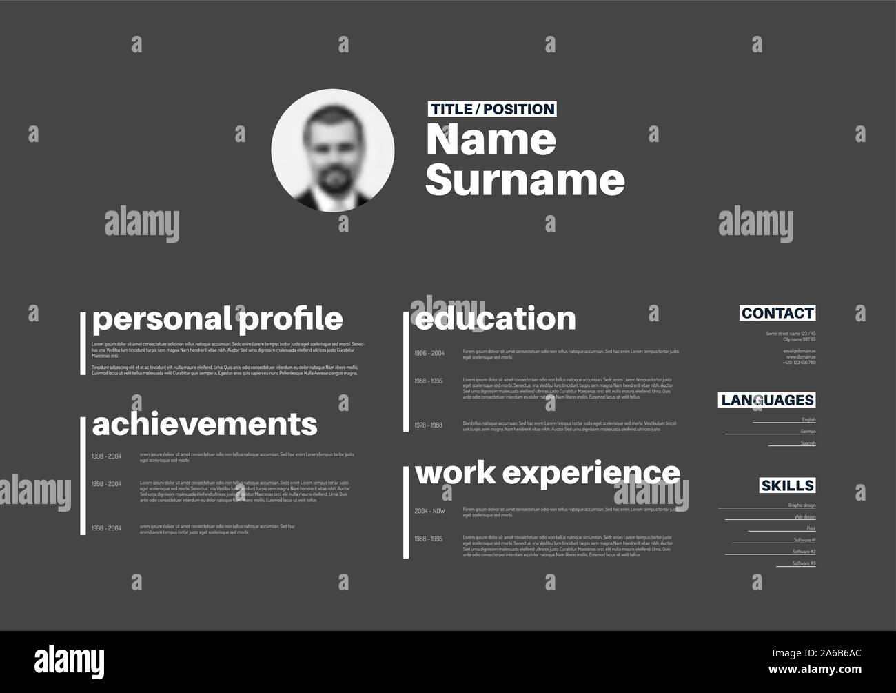 Vector minimalist cv / resume template with nice typogrgaphy design ...