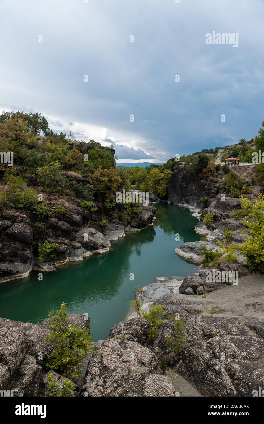 Aliakmonas river at the boarders of Thesallia and Makedonia in Greece ...
