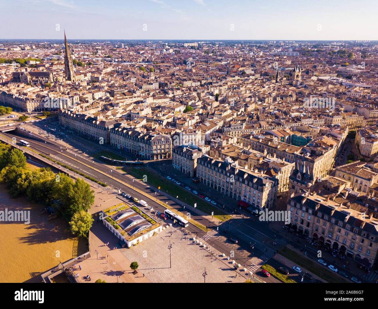 Day aerial cityscape of Bordeaux city and Garonne river in France Stock ...