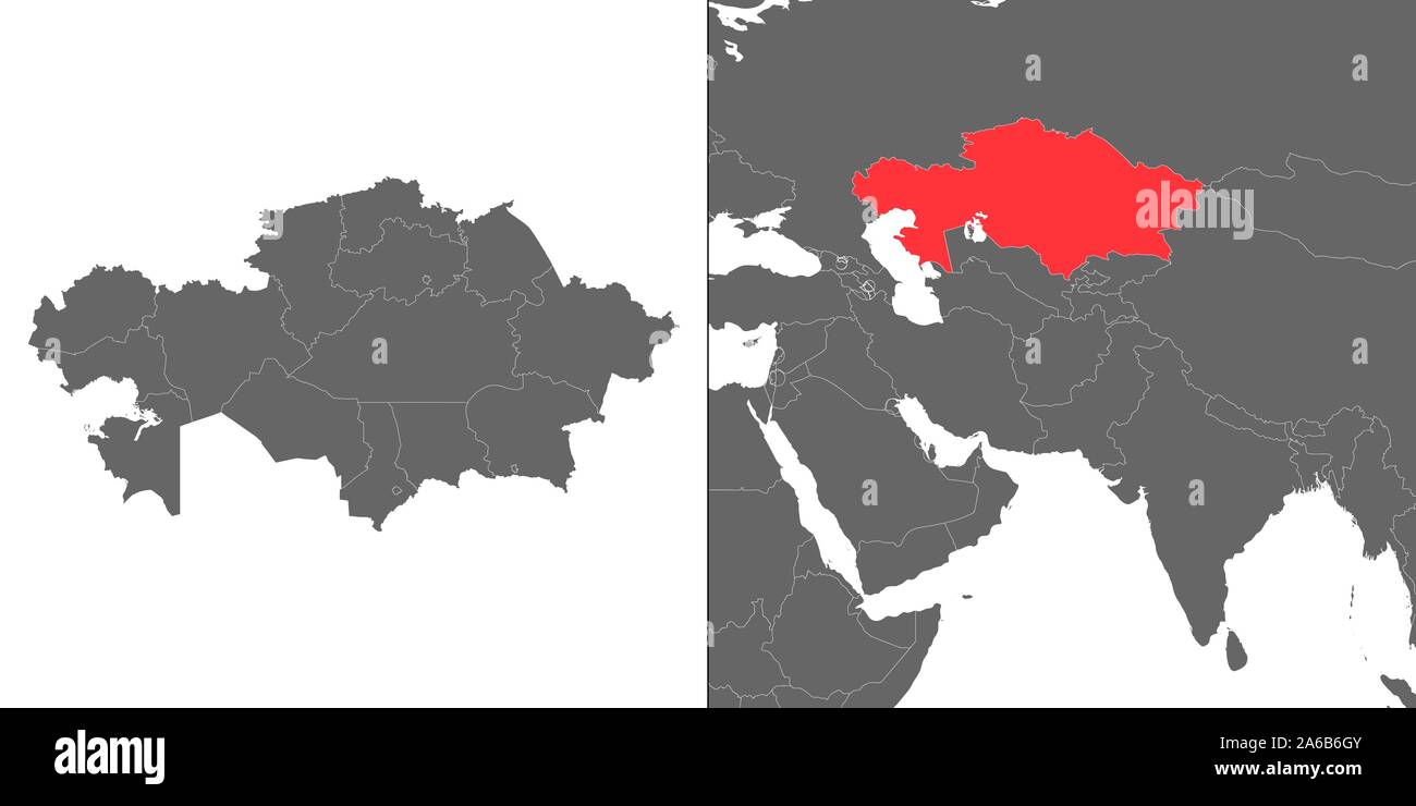 Map of Kazakhstan with location on asian map Stock Vector Image & Art ...
