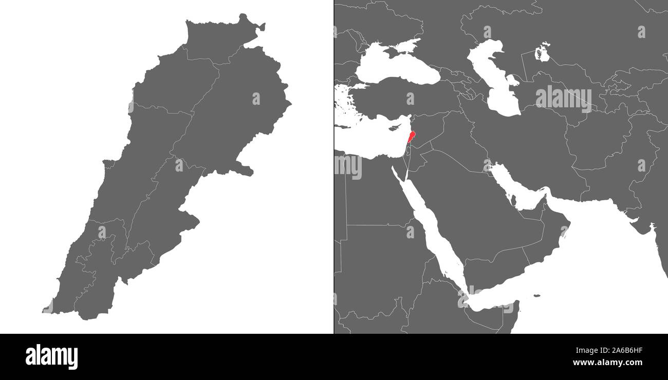 Map of Lebanon with location on asian map Stock Vector Image & Art - Alamy