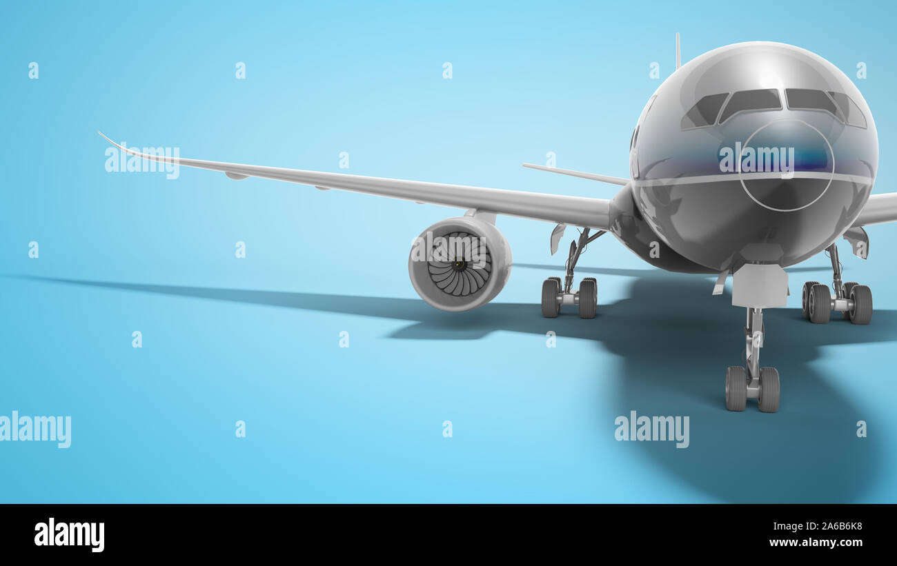 Aviation passenger plane isolated 3d render on blue background with ...